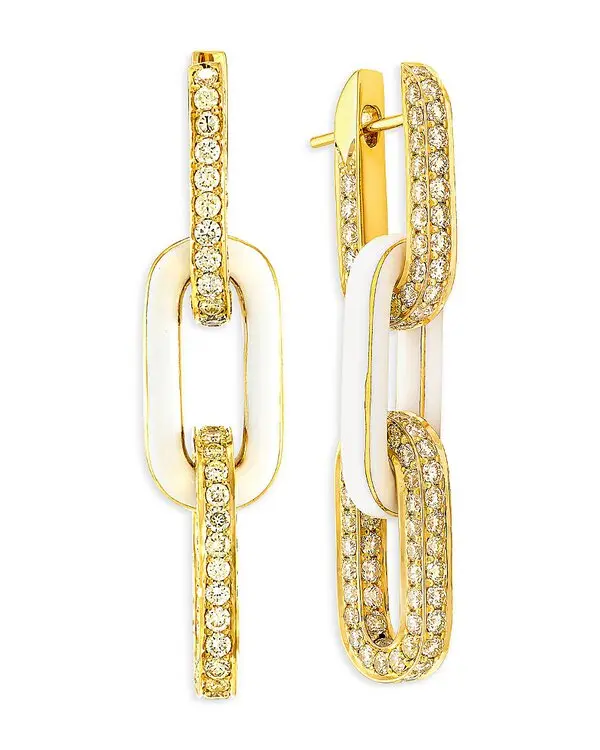 Etho Maria 18k Yellow Diamond & Polished Link Drop Earrings - Gold