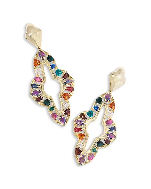 Kendra Scott Abbie Stone Open Frame Statement Earrings - Multi/gold