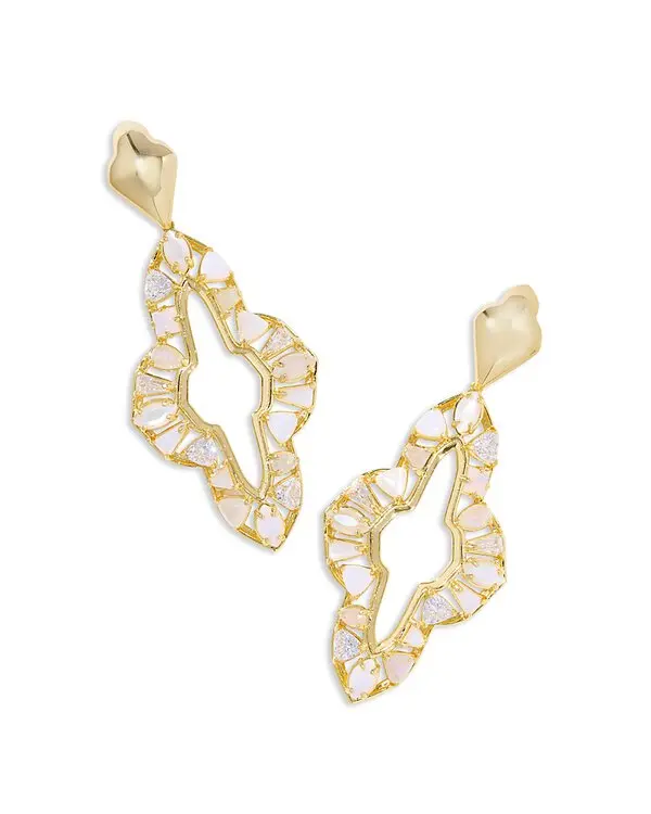Kendra Scott Abbie Stone Open Frame Statement Earrings - White/gold