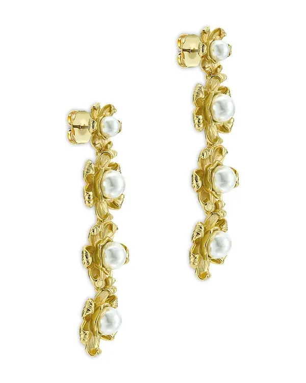Ted Baker London Imitation Pearl Daisy Drop Earrings - Gold Tone