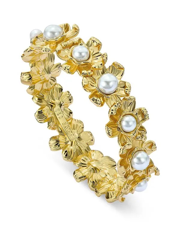 Ted Baker London Imitation Pearl Daisy Bangle - Gold Tone