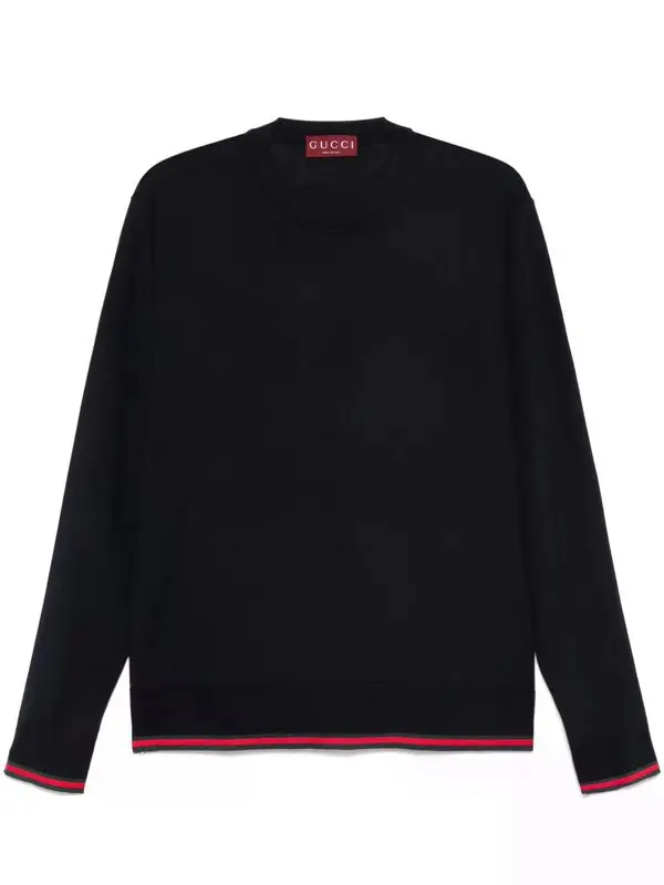 Gucci Web-trim Wool Sweater - Blue