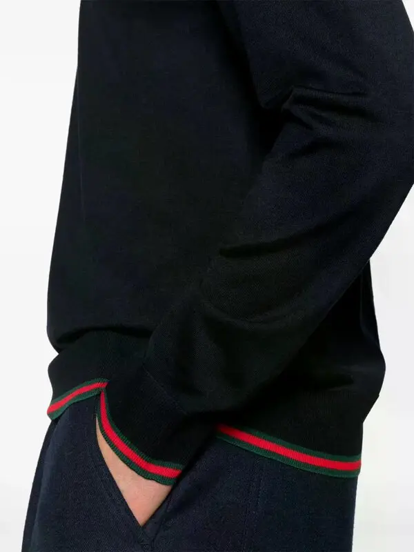 Gucci Web-trim Wool Sweater - Blue