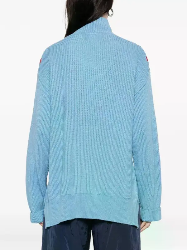 Iceberg Striped Turtleneck Sweater With Belt