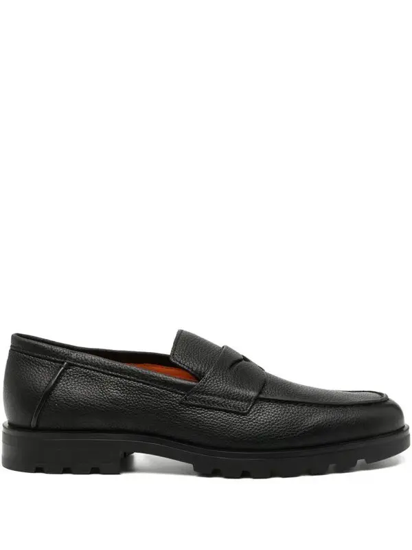 Santoni Leather Penny Loafers