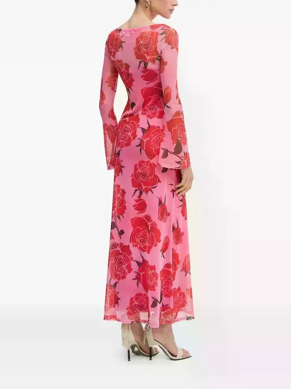 open lace back dress Never Fully Dressed Pink Animal Jacquard Tilda Dress