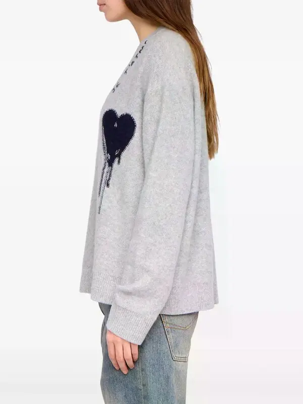 Zadig&Voltaire Mikyz Cashmere Sweater With Heart Motif - Grey