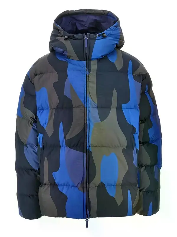 Emporio Armani Hooded Camouflage-print Jacket - Blue