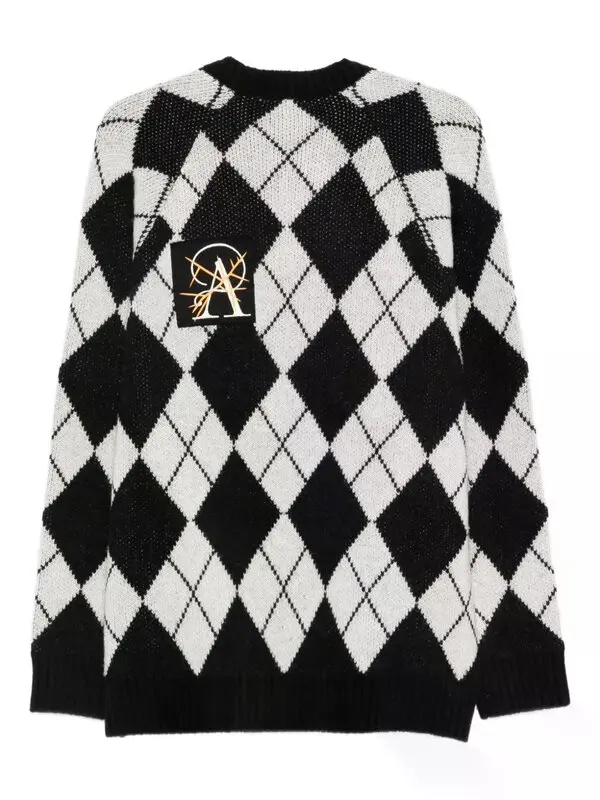 Undercover Argyle Pattern Sweater - Black