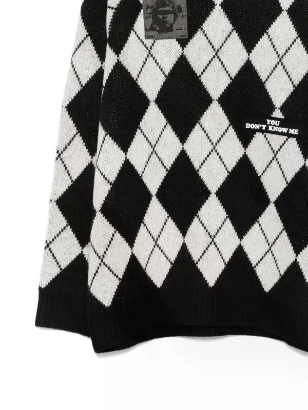 Undercover Argyle Pattern Sweater - Black