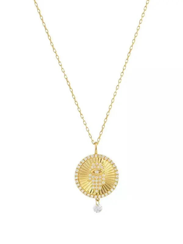 PERSEE 18k Yellow Diamond Main De Fatma Necklace - Gold
