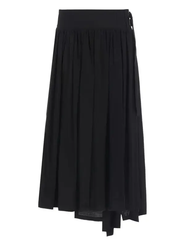 Y’s Asymmetric Gathered Midi Skirt