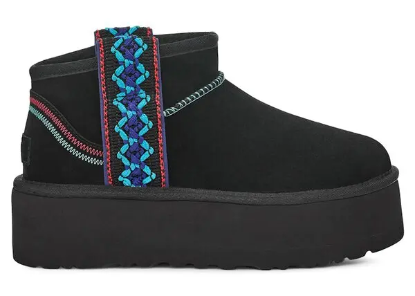 UGG Classic Ultra Mini Braid Platform Boot - Black