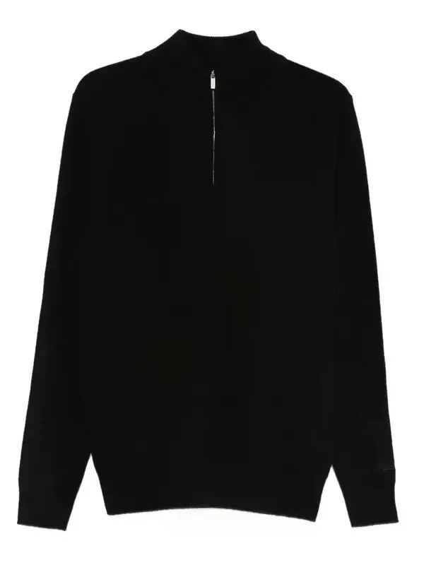 MC2 SAINT BARTH Zip Mock-neck Sweater - Black