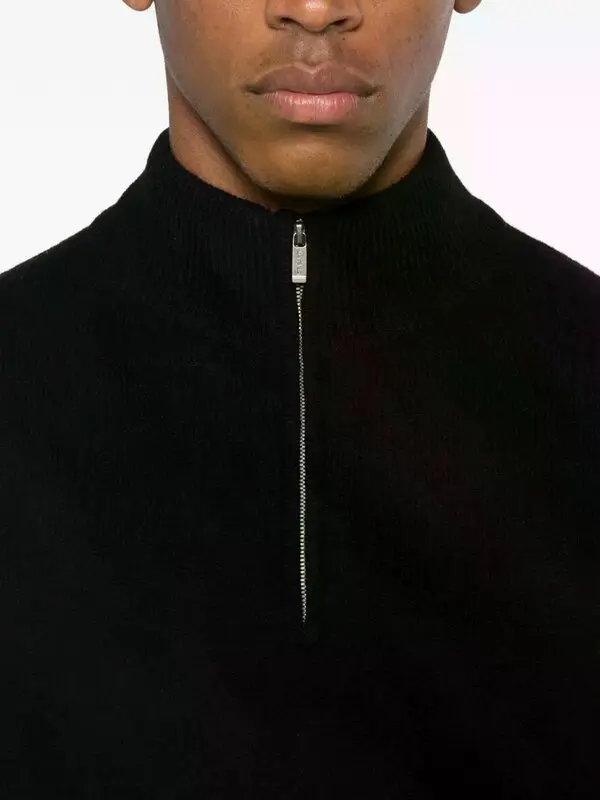 MC2 SAINT BARTH Zip Mock-neck Sweater - Black