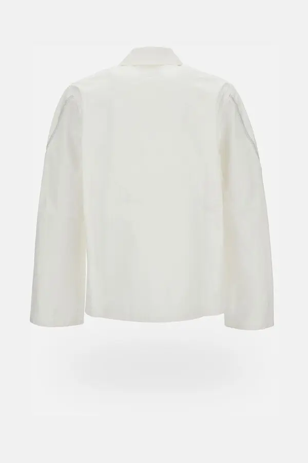 Givenchy Oversized Jacket With Patch Pockets And Chest Print - Bianco
