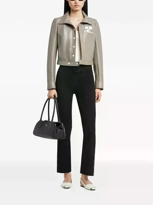 COURREGES Vinyl Cropped Jacket - Brown