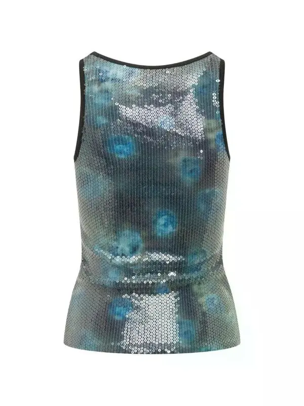 DIESEL® Sequined Floral Print Tank Top - Blue