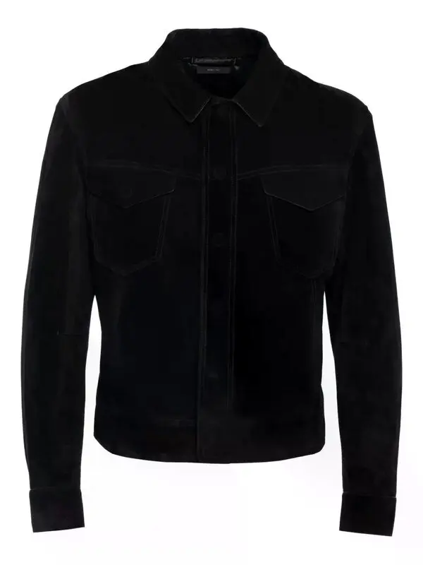 TOM FORD Leather Chest Pocket Shirt - Black