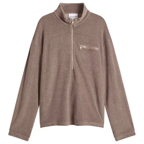 MKI MIYUKI ZOKU Towelling Quarter Zip - Brown