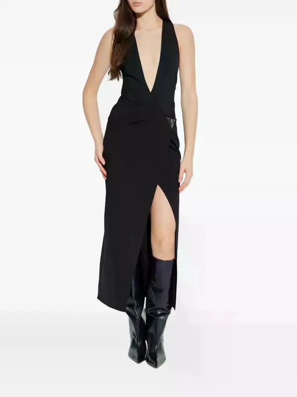 Attico Plunge-neck Midi Dress