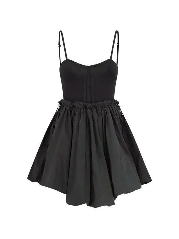 Attico Flared Mini Dress - Black
