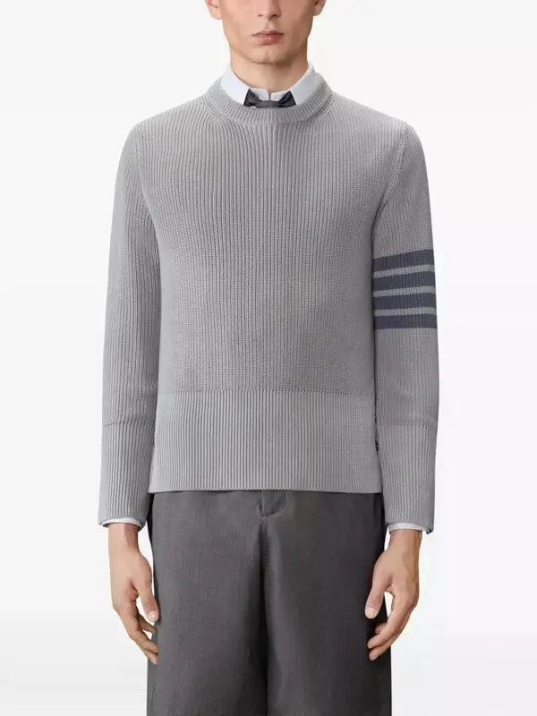 Thom Browne 4-bar Cotton Sweater - Grey