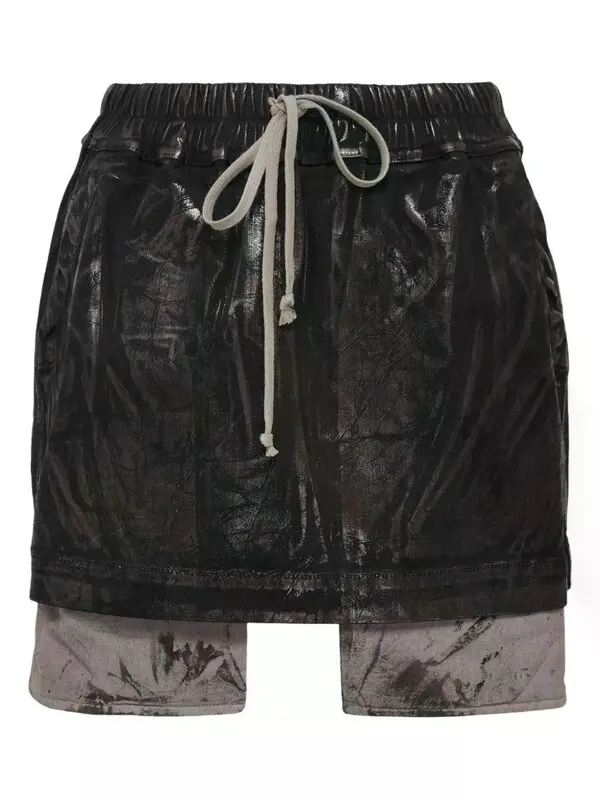 Rick Owens Drawstring Megacrust Denim Skirt - Black