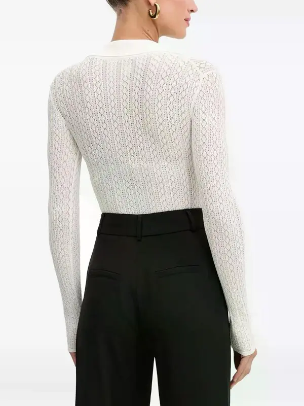 Elisabetta Franchi Pointelle-knit Polo Top