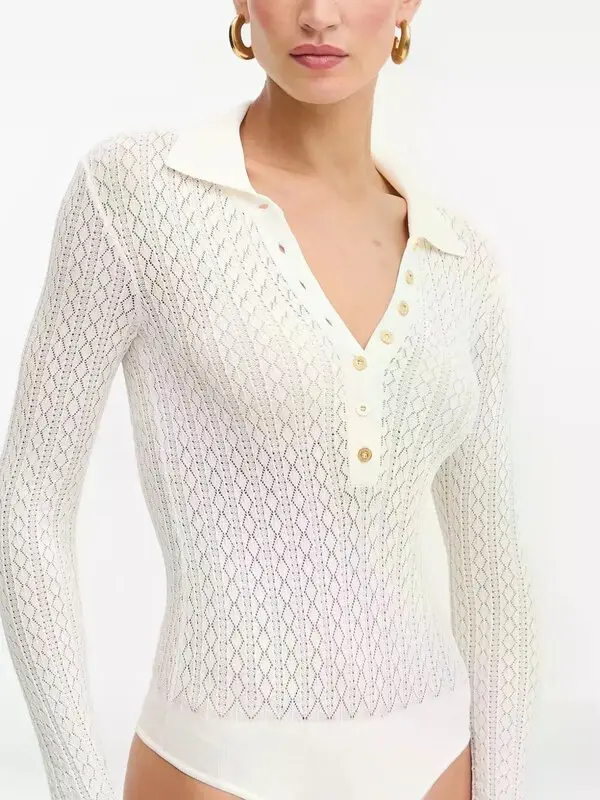 Elisabetta Franchi Pointelle-knit Polo Top