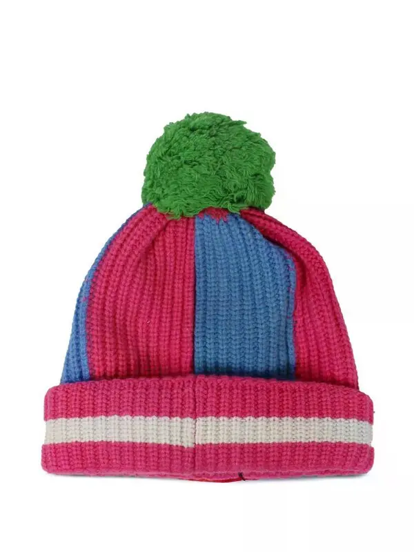 CHARLES JEFFREY Striped Pompom Beanie - Pink