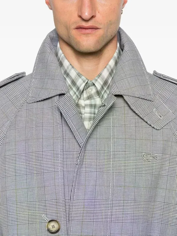 Lacoste Plaid Belted Coat