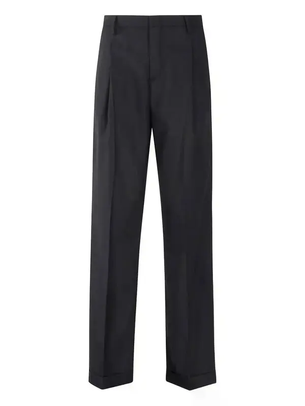 BRIGLIA 1949 Pleated Trousers With Turn-up Hem - Black