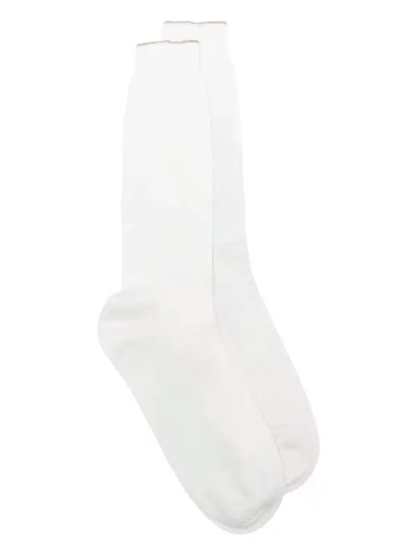 Eleventy Ribbed Trim Socks - White
