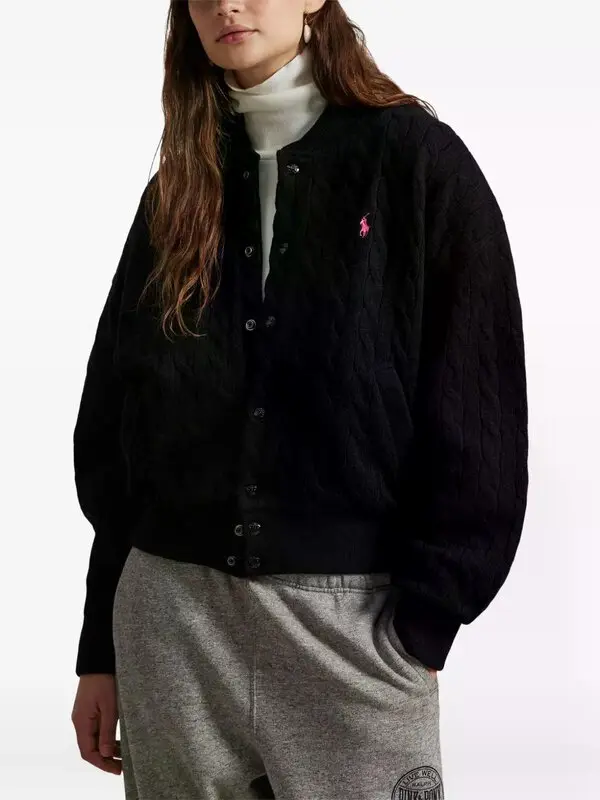 Polo Ralph Lauren Pink Pony Cable-knit Buttoned Cardigan