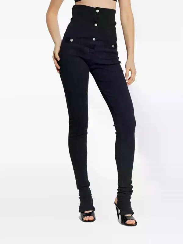 Attico Ribbed Trousers With Button Fastening