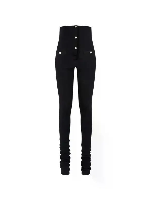 Attico Ribbed Trousers With Button Fastening - Black