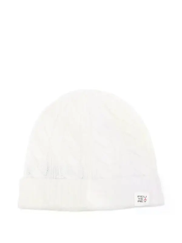 Peuterey Cable-knit Beanie - White