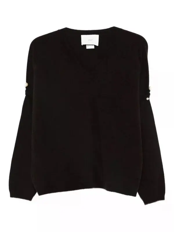 VANISÈ Pearl-embellished V-neck Sweater