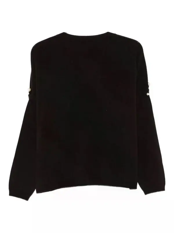 VANISÈ Pearl-embellished V-neck Sweater