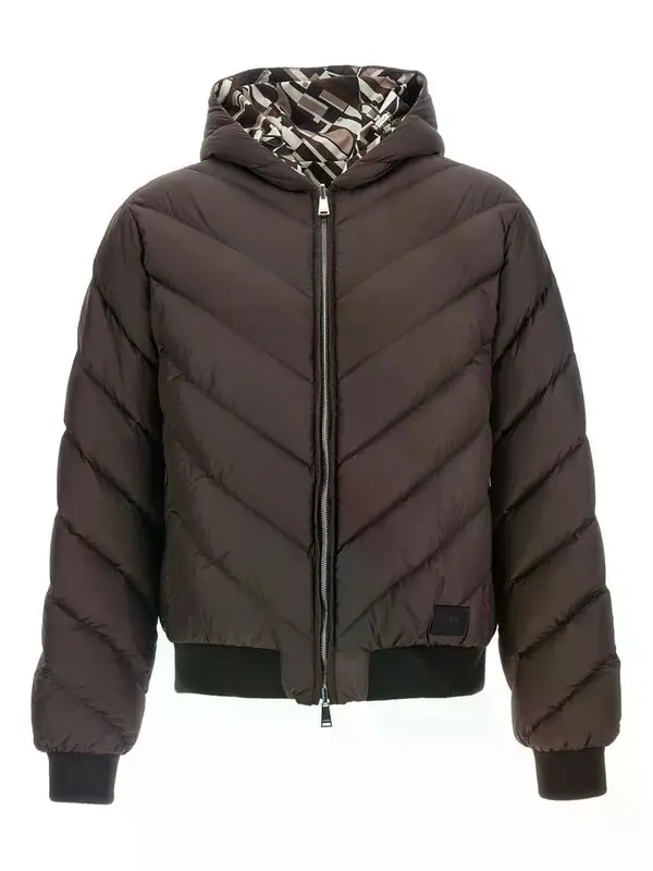 Fendi Reversible Quilted Hooded Jacket - Brown