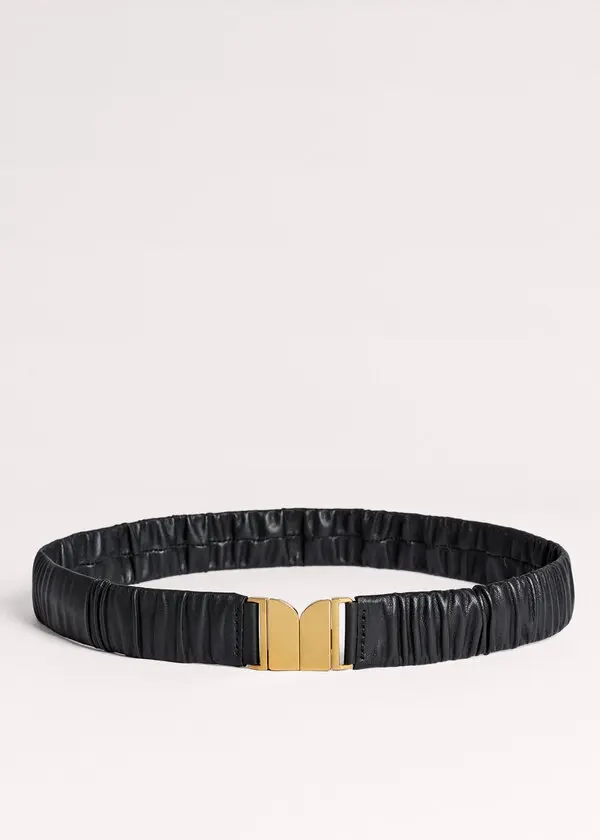 ME+EM Ruched Belt With Magnetic Buckle - Black