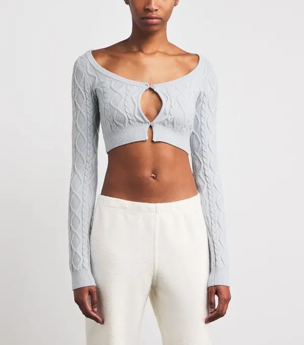 SKIMS Cable-knit Cropped Cardigan