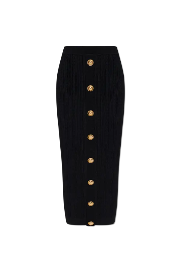 Balmain Buttoned Knit Midi Skirt