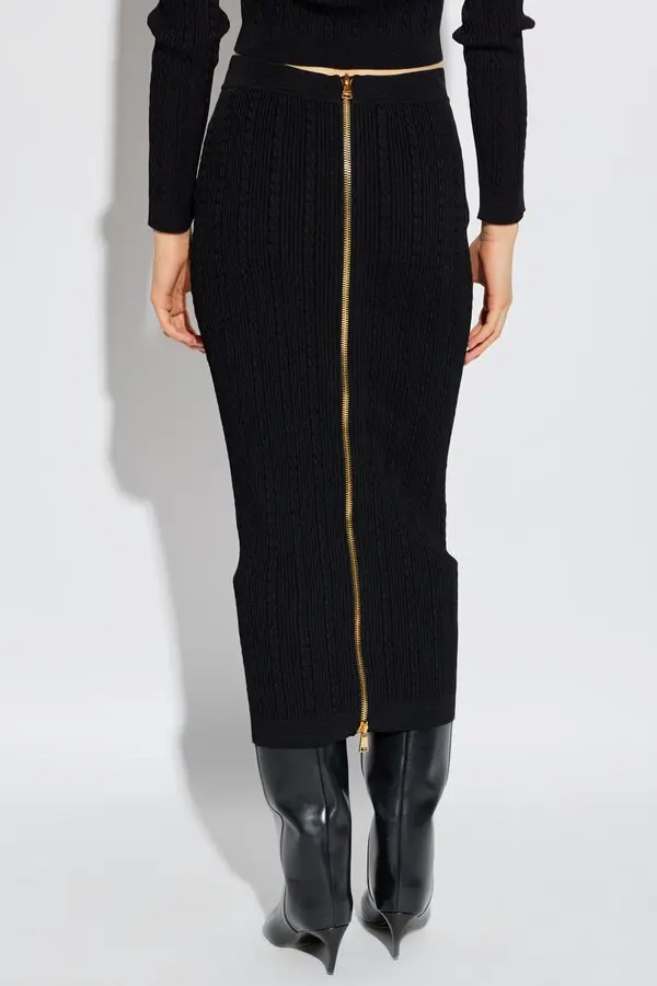 Balmain Buttoned Knit Midi Skirt