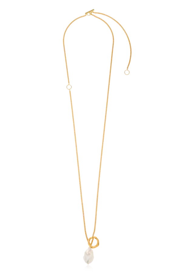 JIL SANDER Brass Necklace With Pearl Pendant - Gold