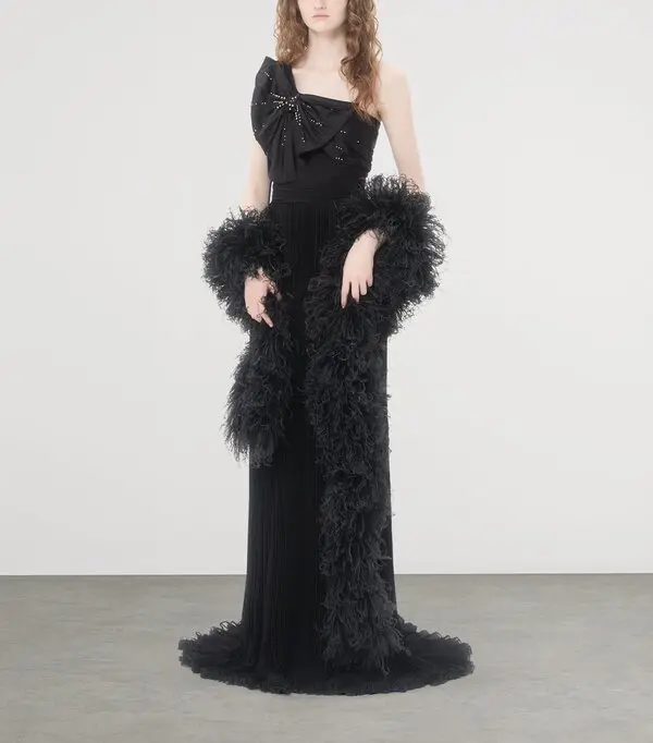 Valentino Garavani Feather Scarf - Black