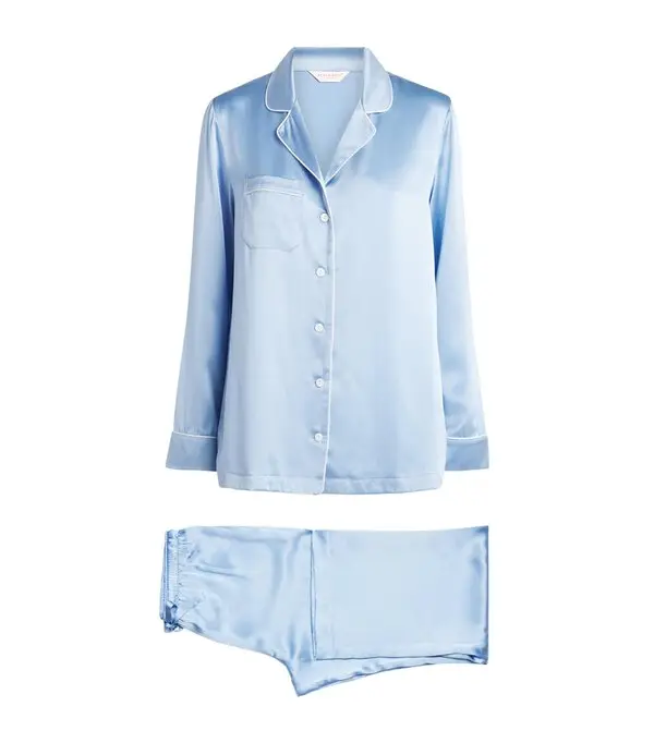 Derek Rose Silk Bailey Pyjama Set - Blue