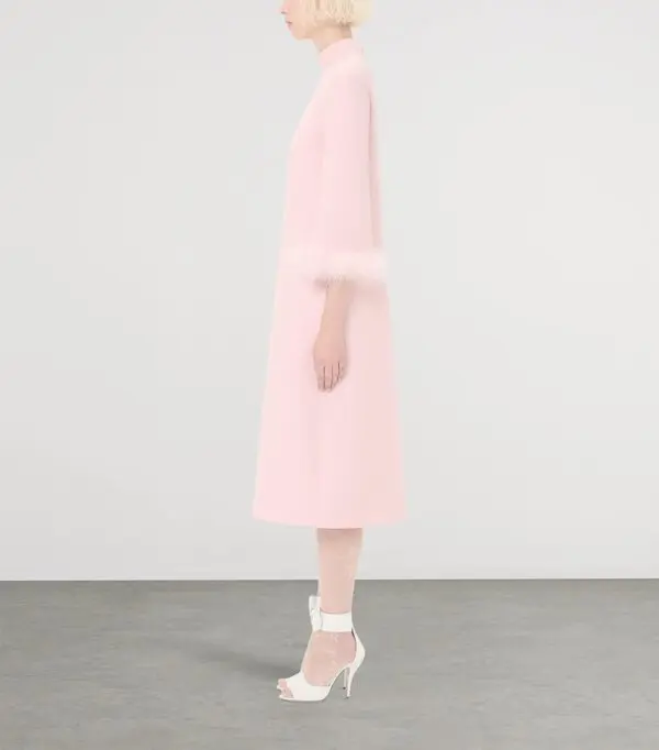 Valentino Garavani Crepe Feather-trim Midi Dress