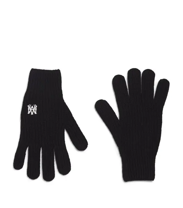Amiri Wool Logo Gloves - Black